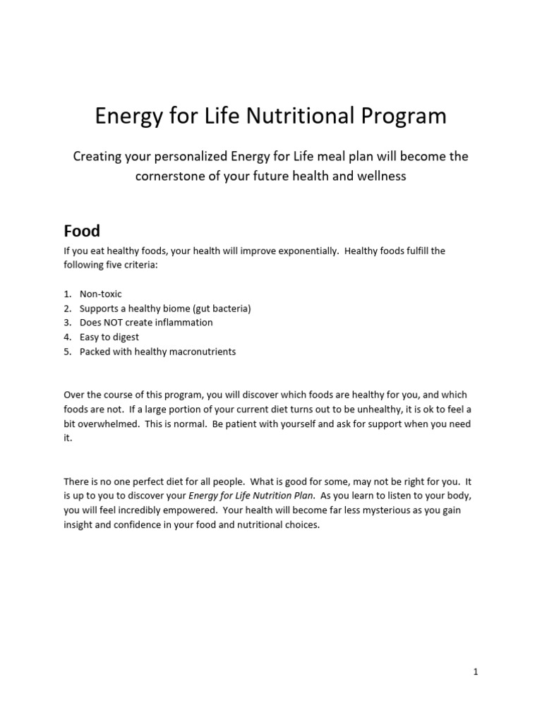 Energy+For+Life+Nutrition+Program+Ver+1.3 | PDF | Pickling | Soybean