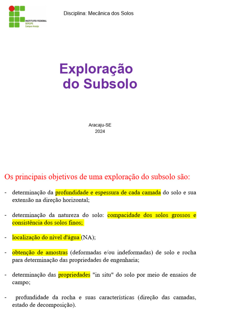 Métodos de Exploração do Subsolo em Aracaju | PDF | Solo | Geofísica