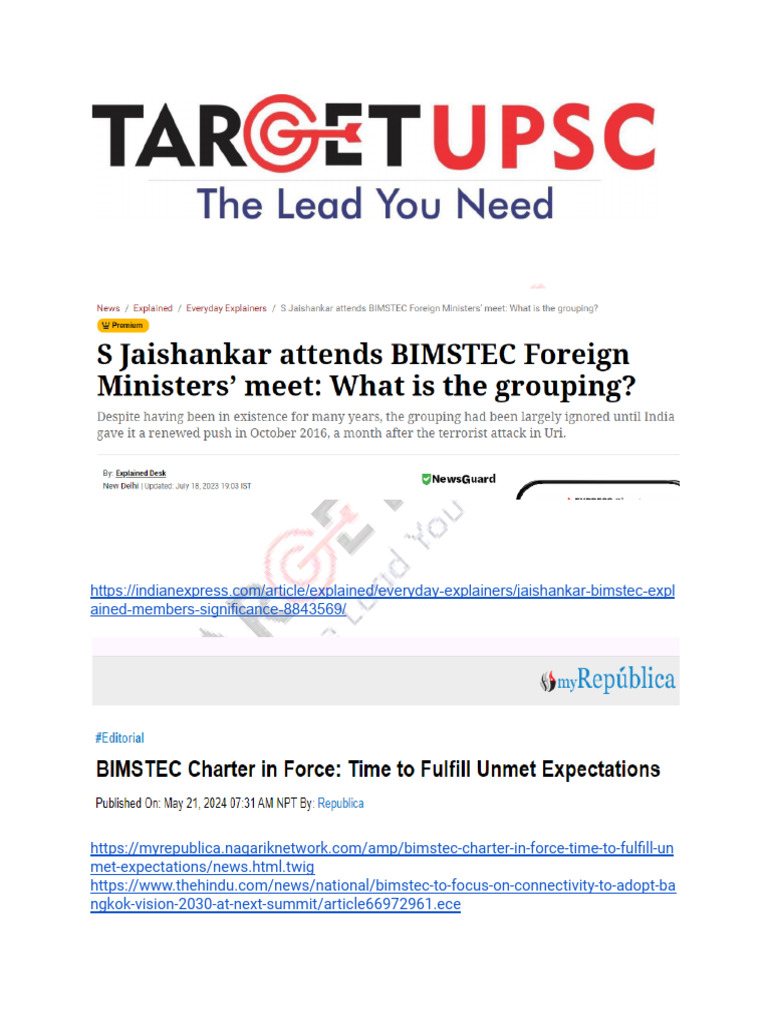 BIMSTEC | PDF | International Relations | Economies