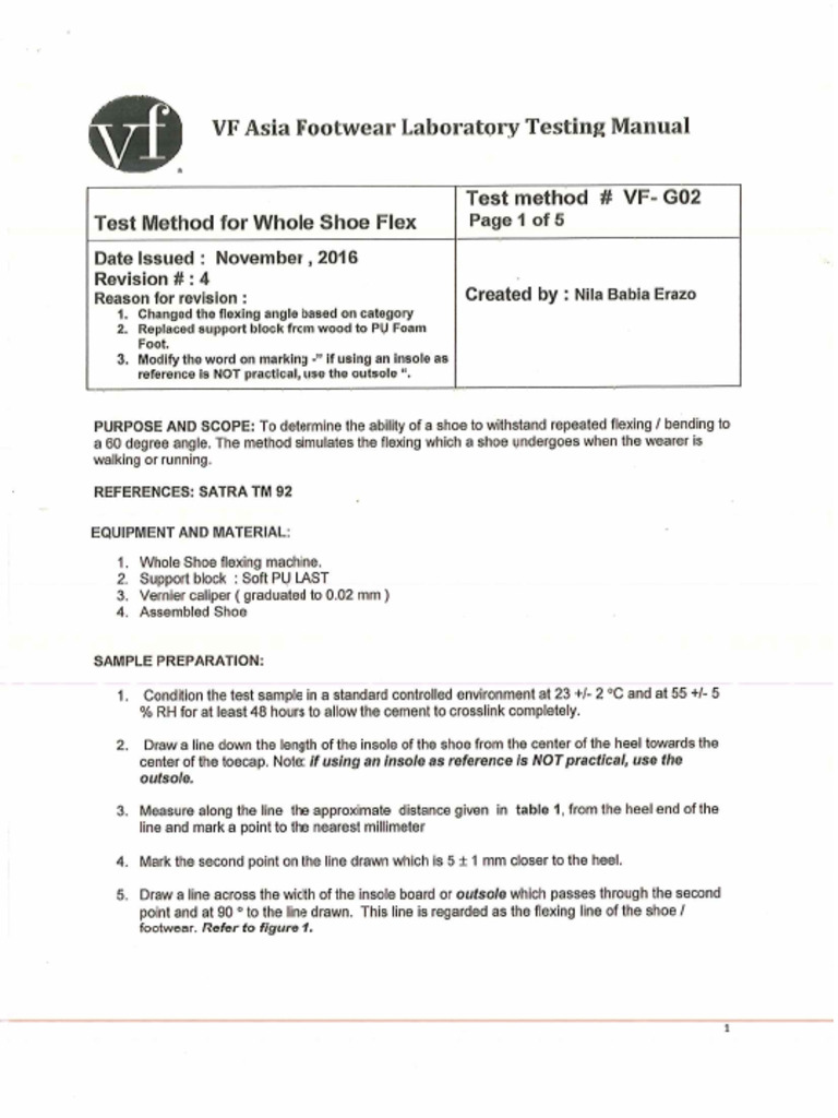 VF-G02 Whole Shoe Flex (Reference SATRA TM92) | PDF