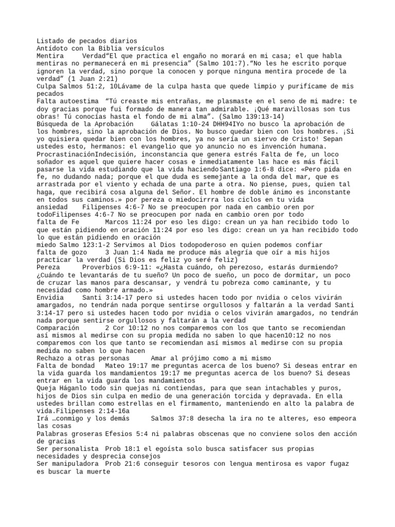 Lista de Pecados | PDF | Pecado | Creencia religiosa y doctrina