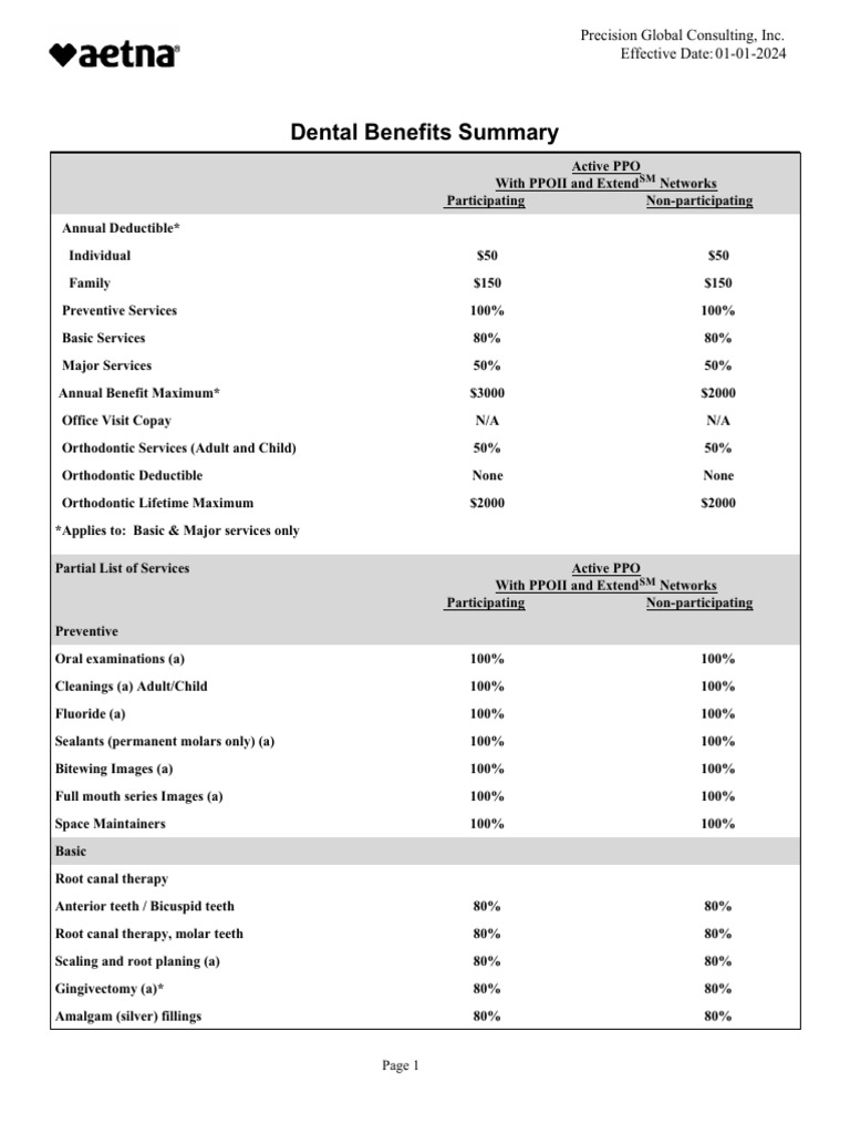 Precision Global Consulting - Dental Benefit Summary High PPO | PDF ...
