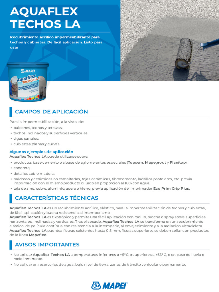 1 07530 Aquaflex-Techos-La Es-Pe | PDF | Hormigón | Materiales de ...