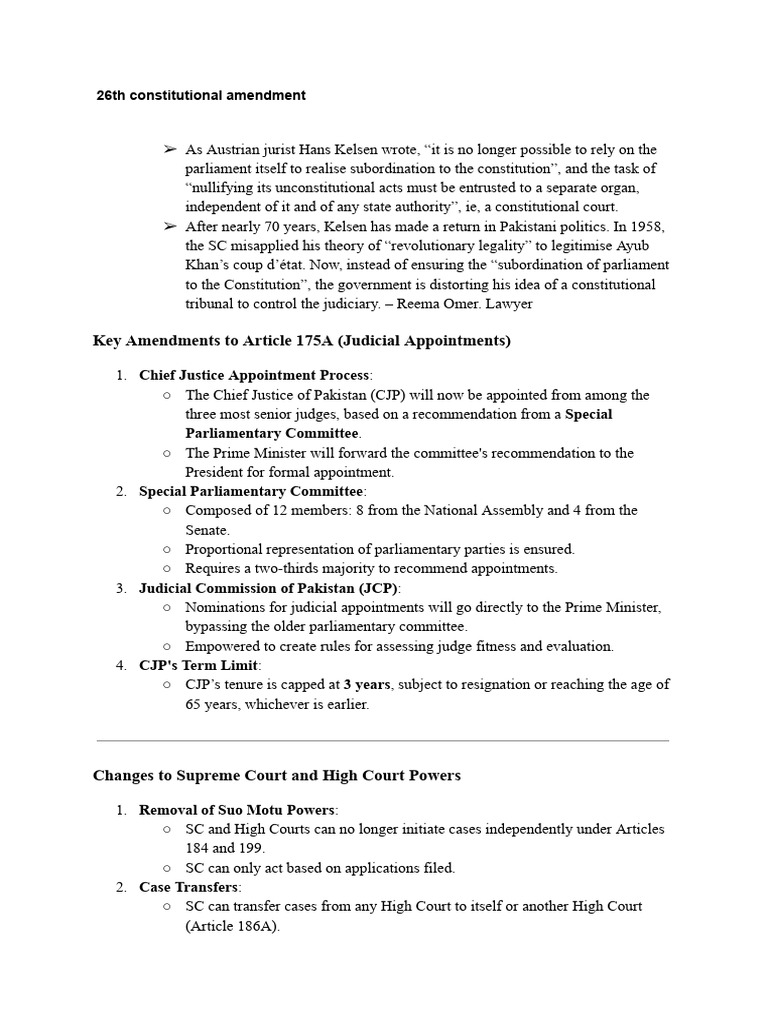 26th Constitutional Amendment | PDF | Supreme Court Of India | Judiciaries