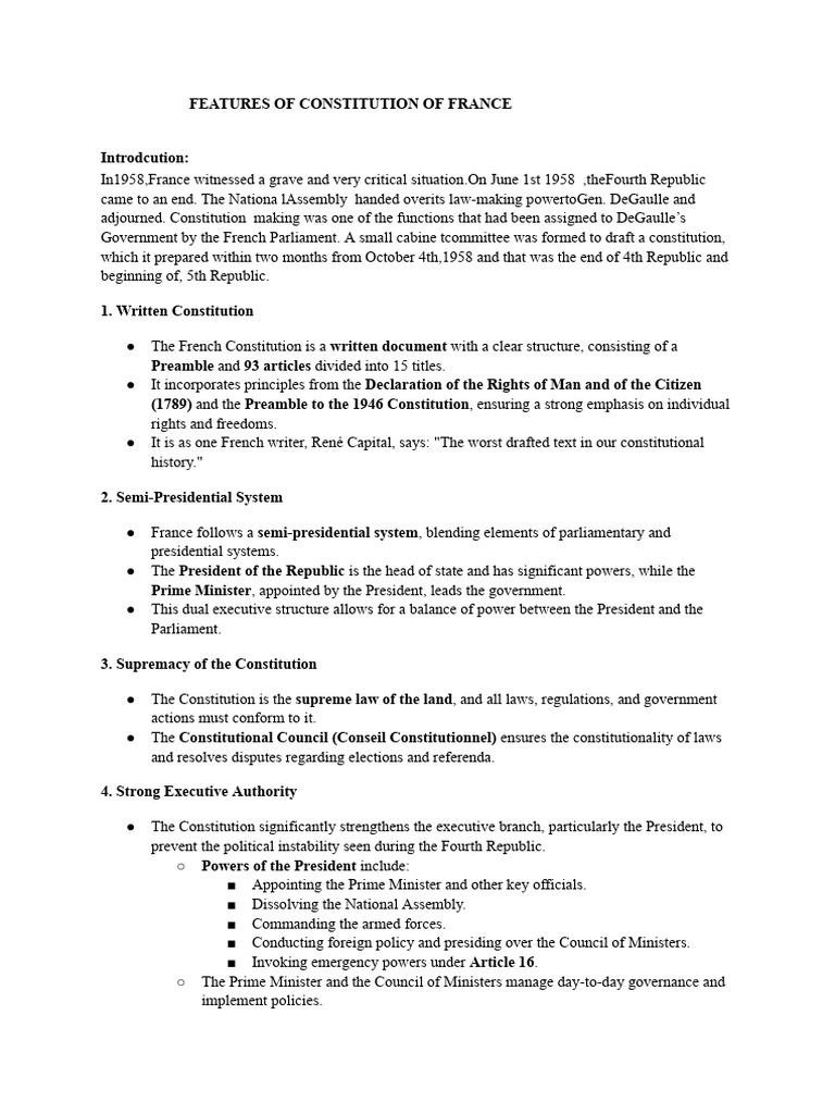 Features of the French Constitution | PDF | Political Parties ...