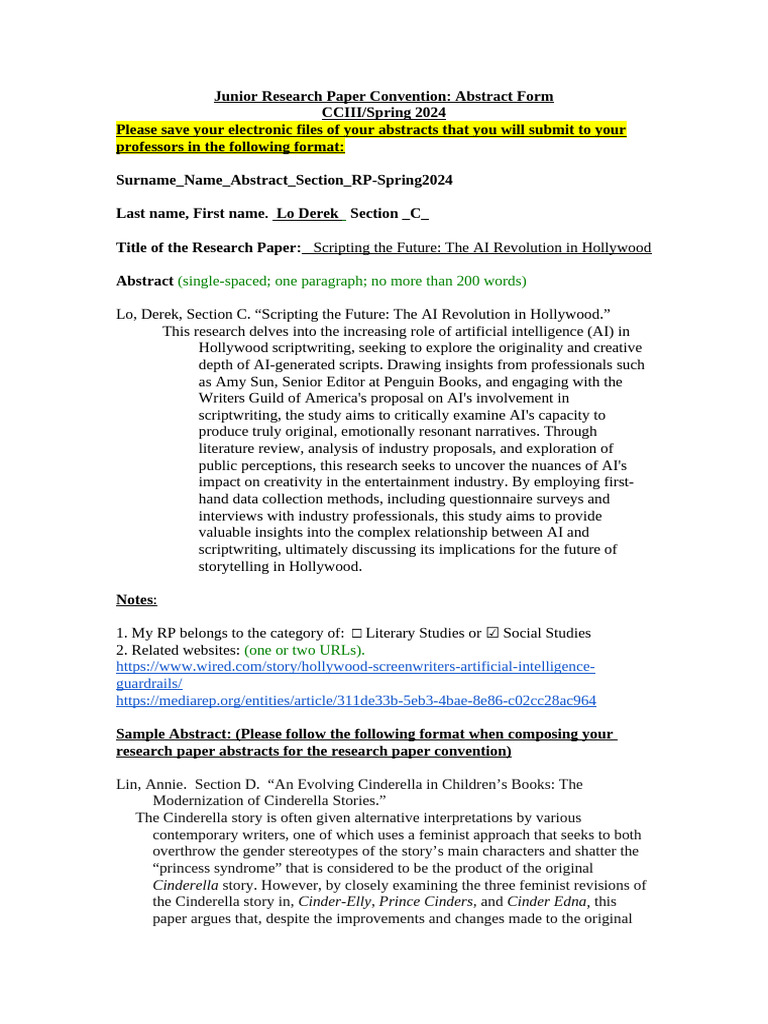 410110330 Derek Lo RP AbstractForm | PDF | Artificial Intelligence ...