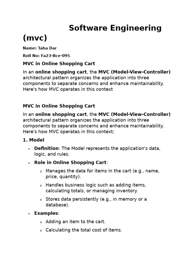 Software Engineering MVC Junit | PDF | Model–View–Controller | Information Technology Management