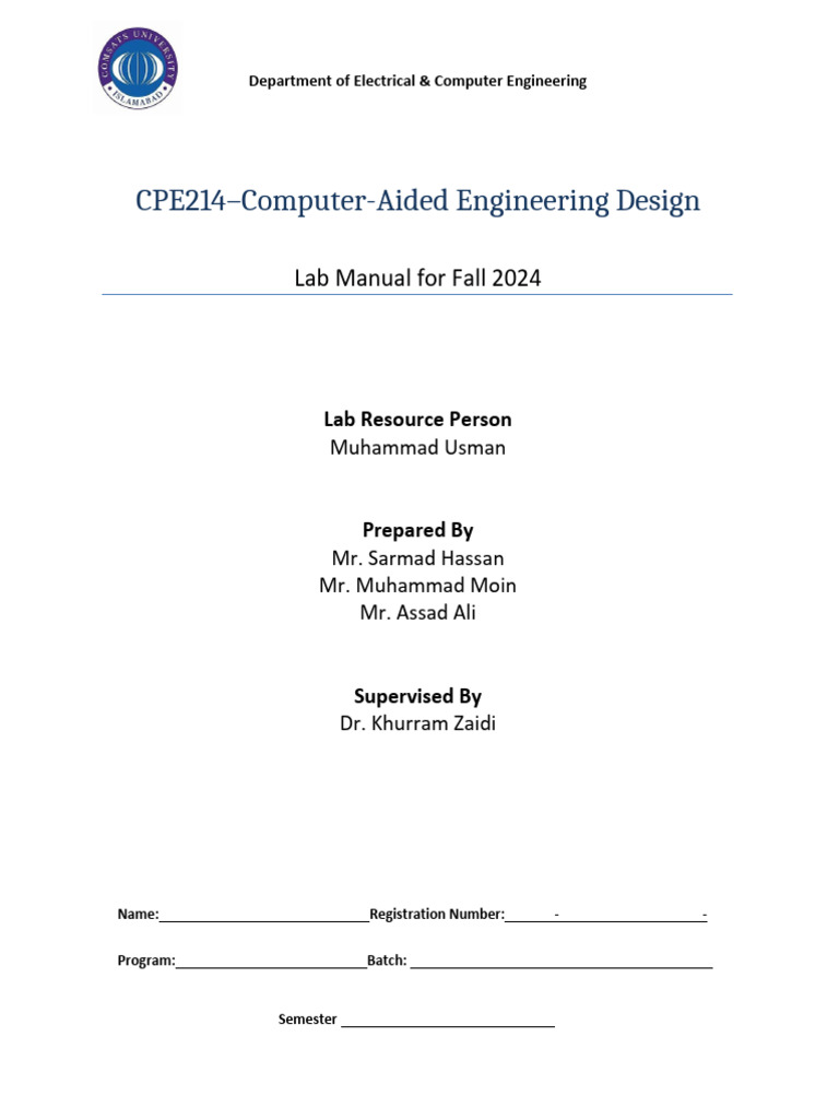 CPE-214-CAED- Lab Manual Update 2023 (2) | PDF | Technical Drawing | Circle