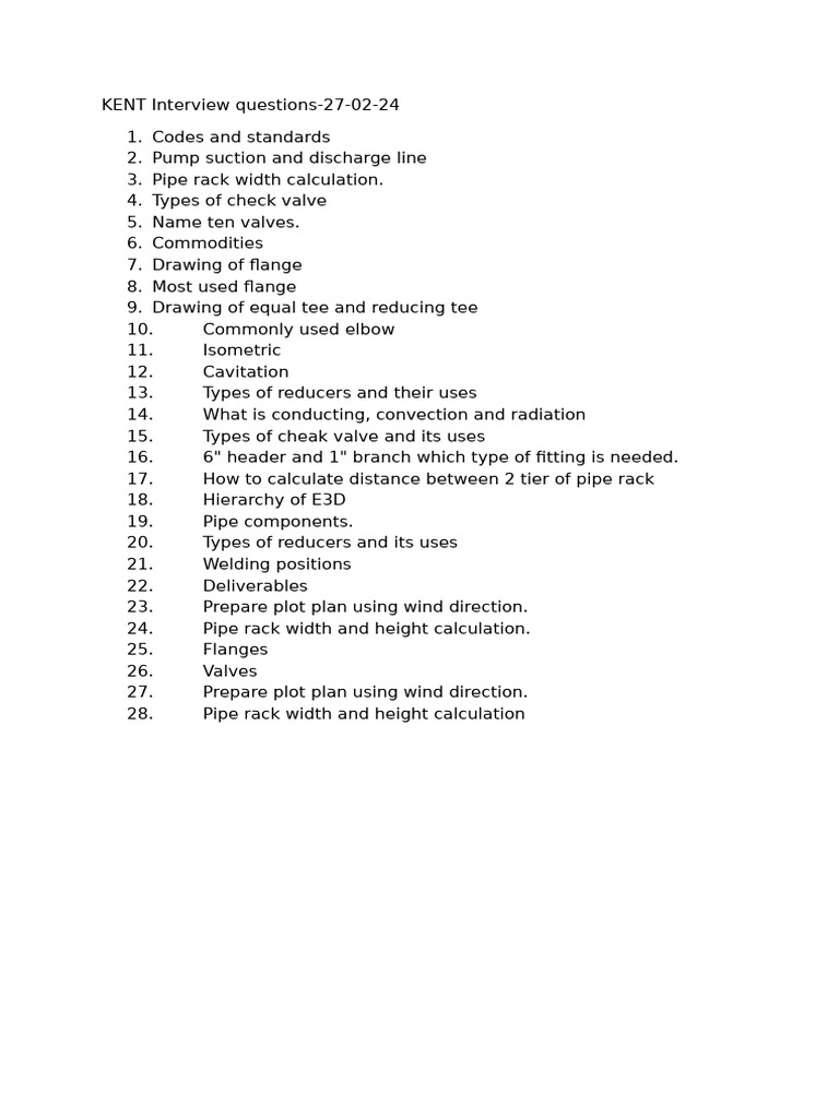 KENT Interview Questions-27!02!24 | PDF