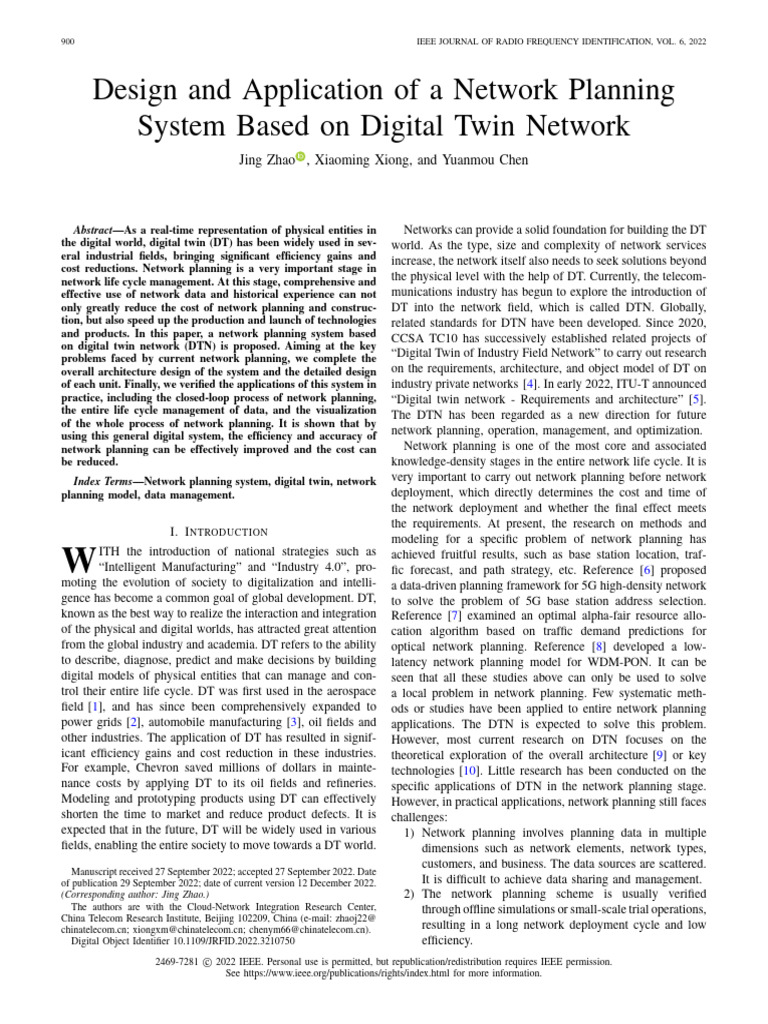 Digital Twin Network for Efficient Planning | PDF | Computer Network ...