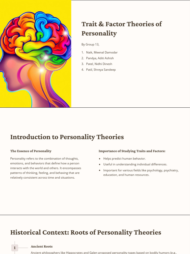 Trait and Factor Theories of Personality | PDF | Extraversion And Introversion | Mental Disorder
