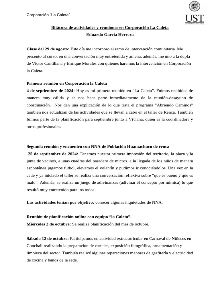 Bitacora La Caleta EGH | PDF