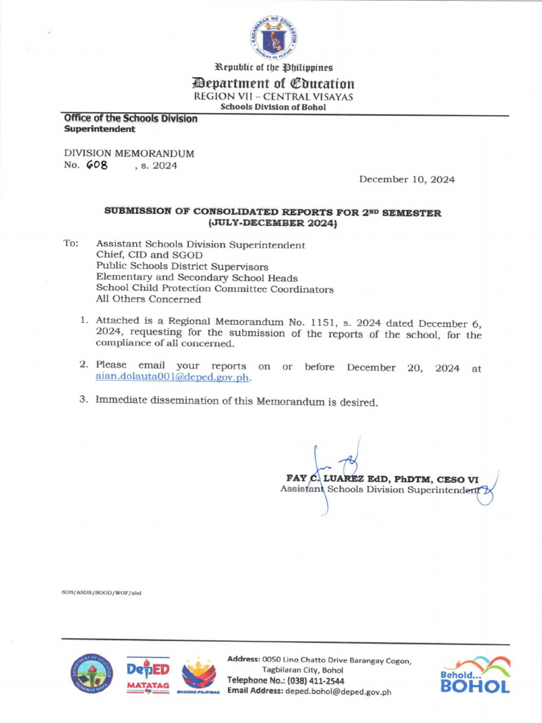 DM-No.-608-s.-2024 Submission of Consolidated Reports For 2nd Semester ...