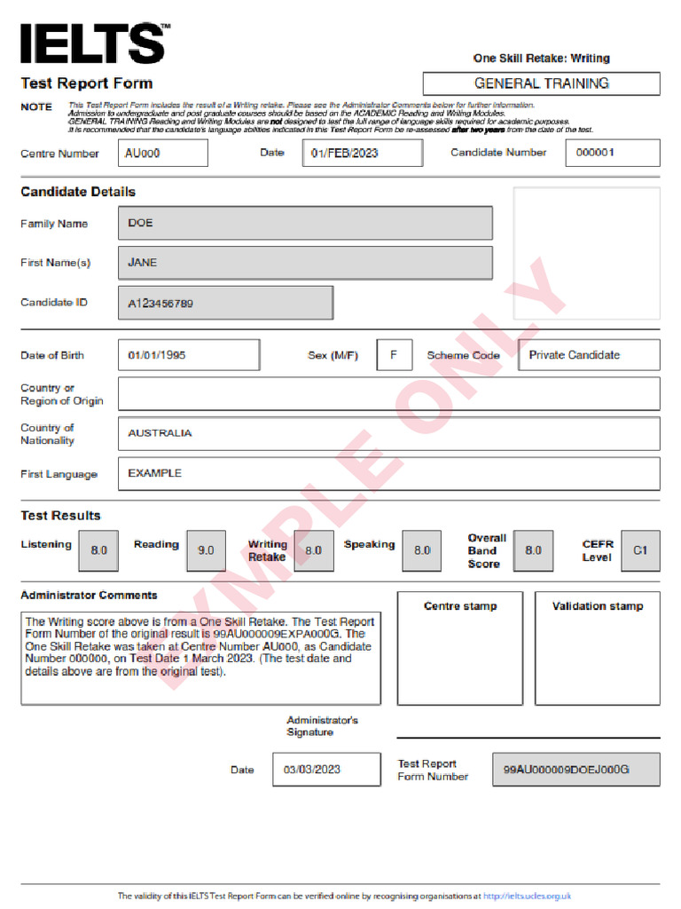 Ielts Osr Example TRF | PDF