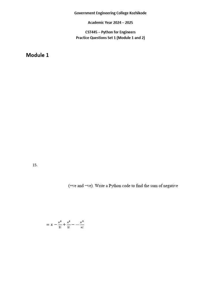 CST445 Practice Questions Set 1 | PDF | Python (Programming Language) | Computer Program