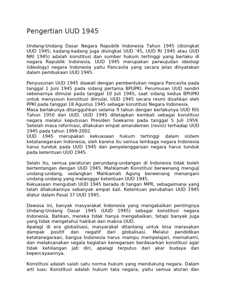 Materi Uud 1945 | PDF