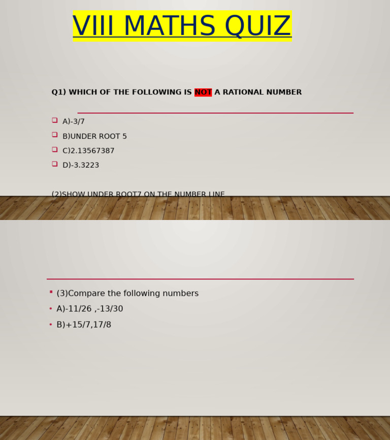 Viii Maths Quiz | PDF