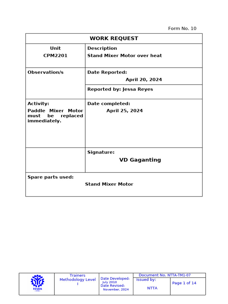 ab10-Work Request | PDF
