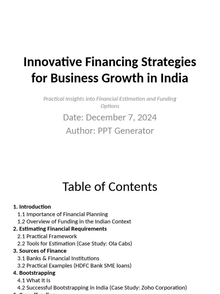 Innovative Financing Strategies | PDF | Startup Company | Small ...