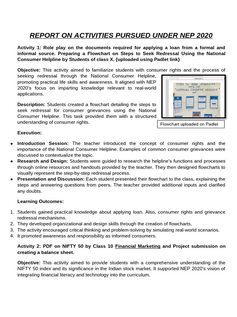 Smriti Report On Activities Pursued Under Nep 2020 | PDF | Learning ...