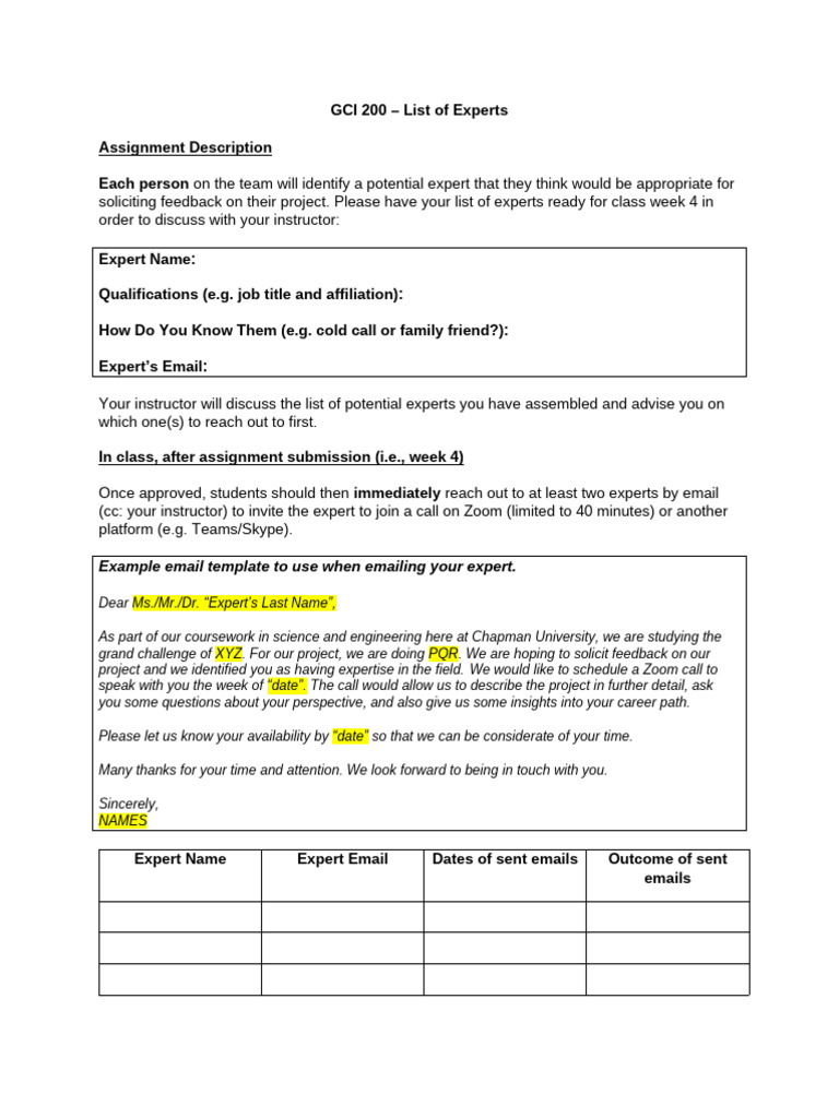GCI 200 - List of Experts | PDF