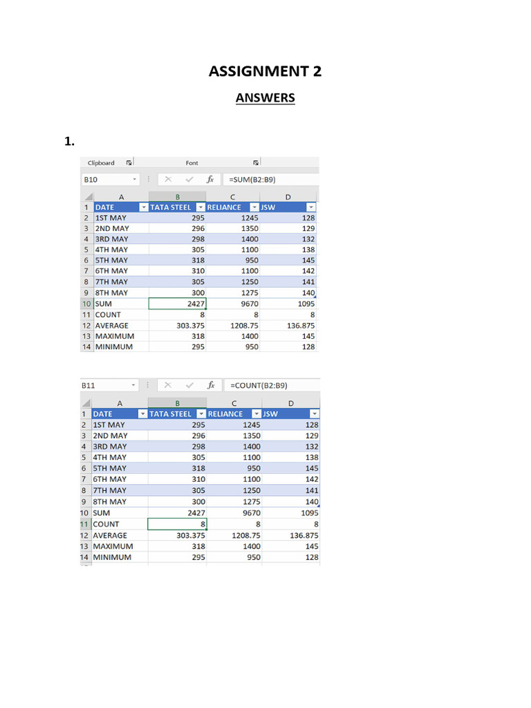 Assignment 2: Answers 1 | PDF