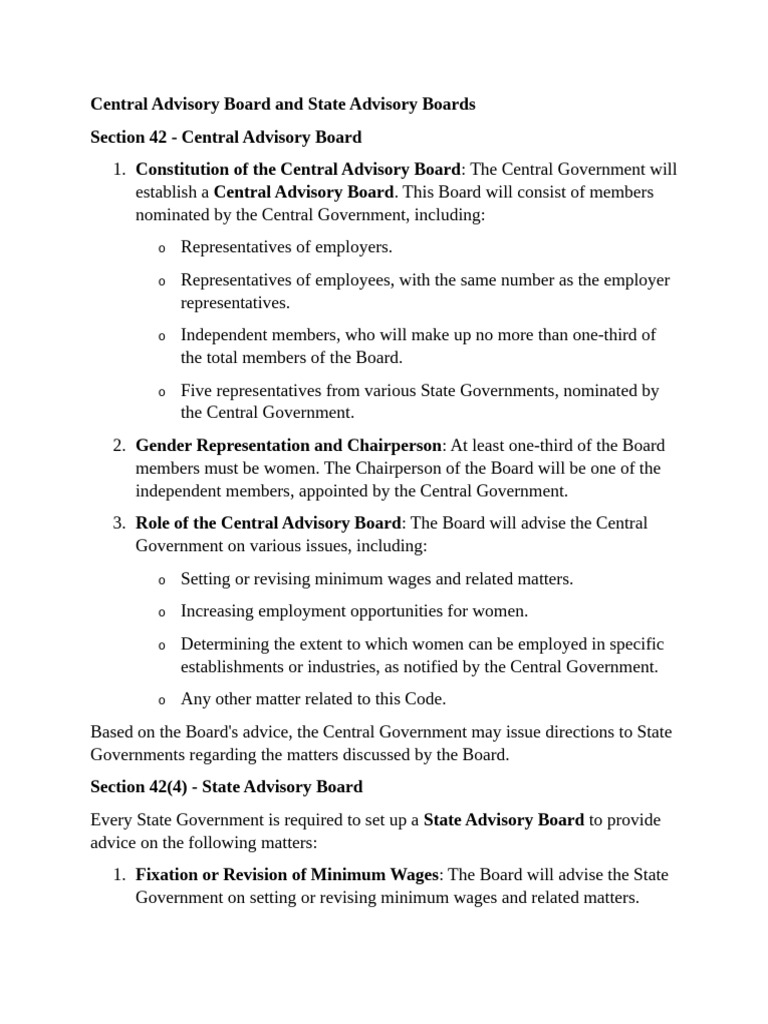 Central and State Advisory Boards Overview | PDF | Employment | Committee