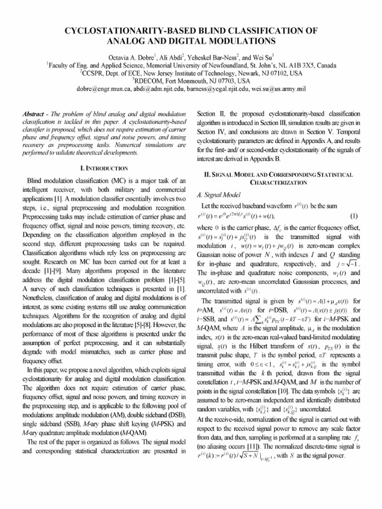CYCLOSTATIONARITY-BASED BLIND CLASSIFICATION | PDF | Signal To Noise ... CYCLOSTATIONARITY-BASED BLIND CLASSIFICATION | PDF | Signal To Noise ...