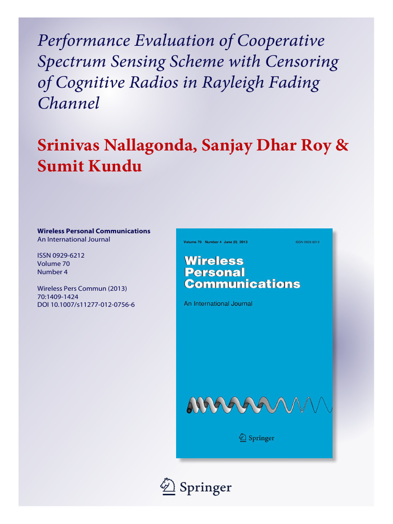 Paper2 Journal WPC Springer SCI | PDF | Cognitive Radio | Normal Distribution