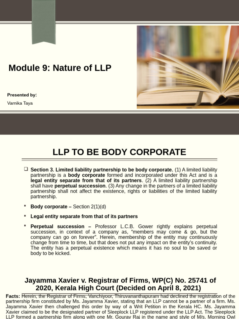 Module 9 Presentation | PDF | Partnership | Limited Liability Partnership