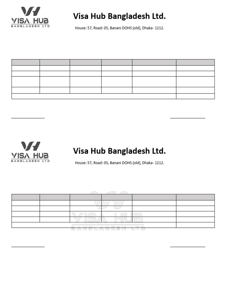 Visa Hub BD Conveyance Sheet Template | PDF