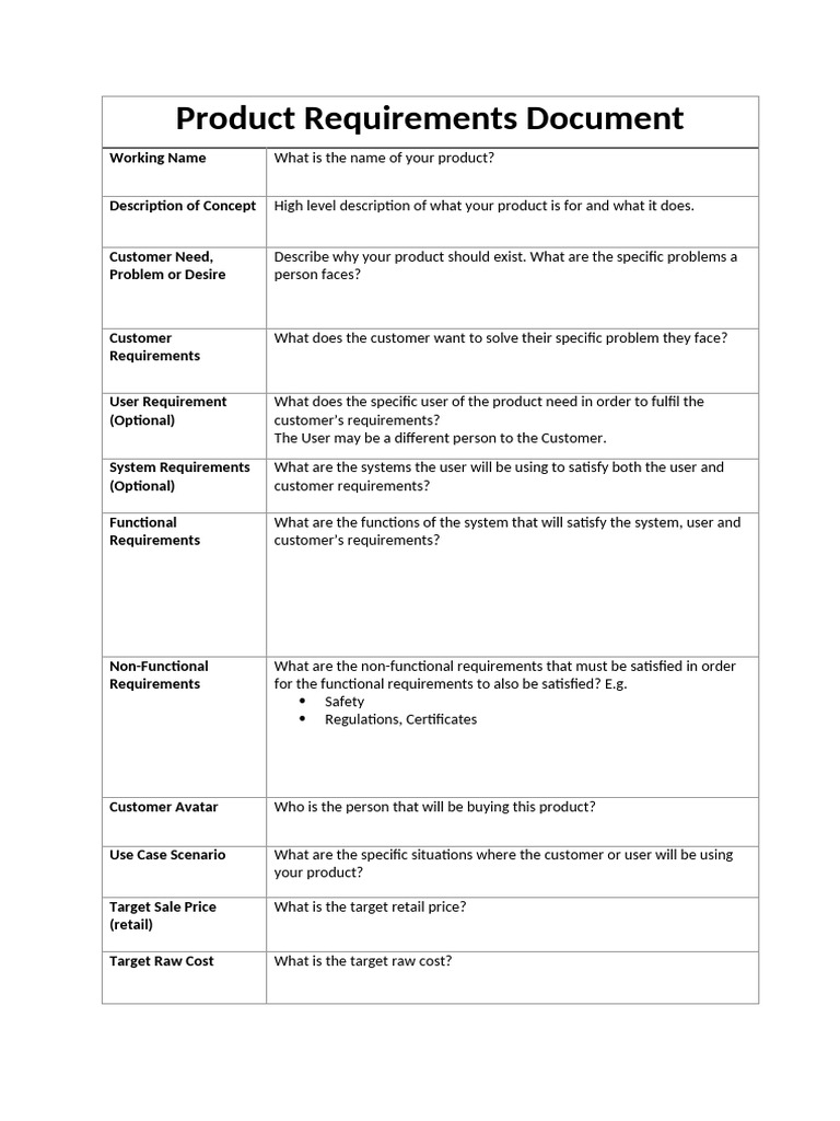 Product From Scratch - Requiremets Document | PDF | Customer