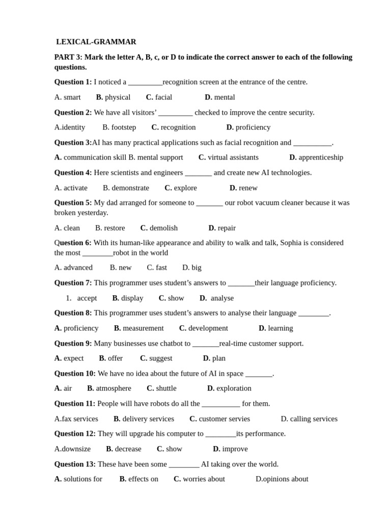 unit 6.TIẾNG ANH BỔ TRỢ (GRAMMAR+READING) | PDF | Artificial ...