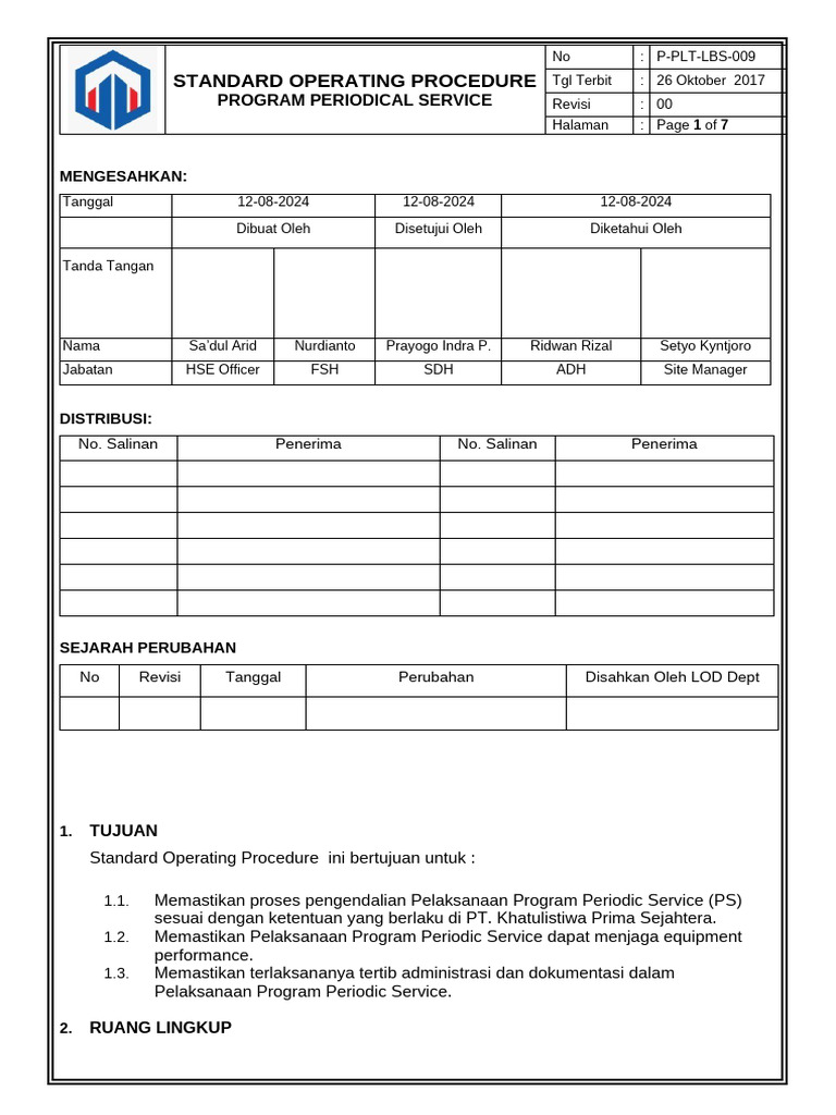 SOP-009 - Program Periodical Service (PS) | PDF