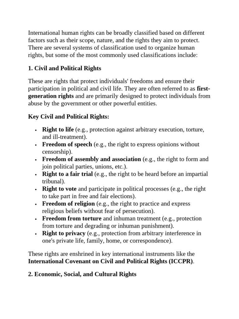 Classification of IHR | PDF | Human Rights | Discrimination