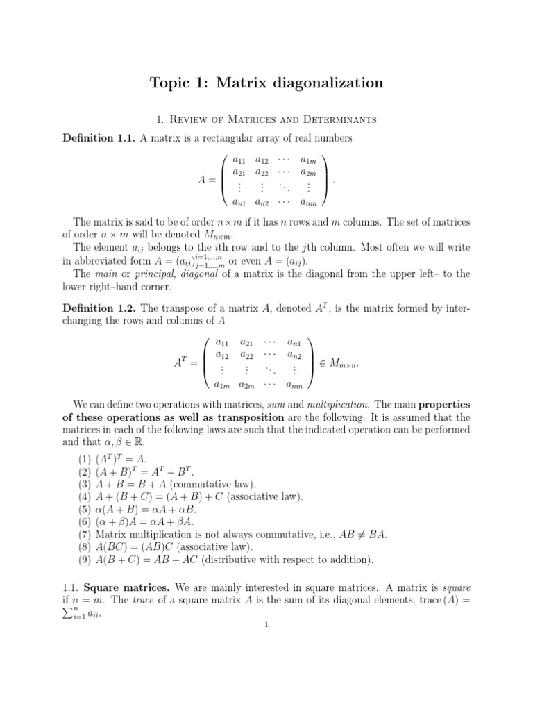 Diagonal Ization | PDF | Eigenvalues And Eigenvectors | Matrix (Mathematics)