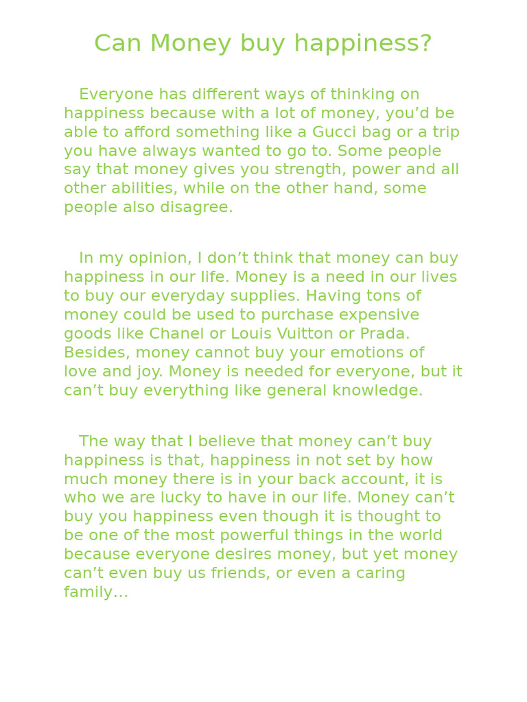 Can Money Buy Happiness | PDF