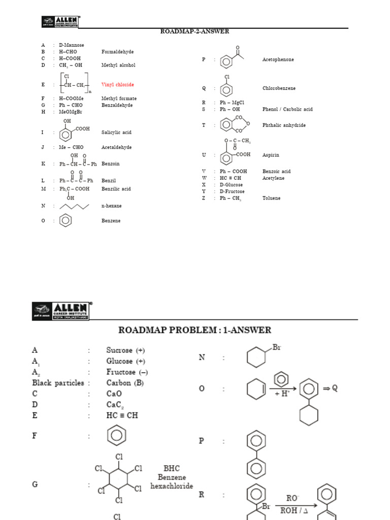 Roadmap-2-Answer: Vinyl Chloride | PDF | Methyl Group | Benzene