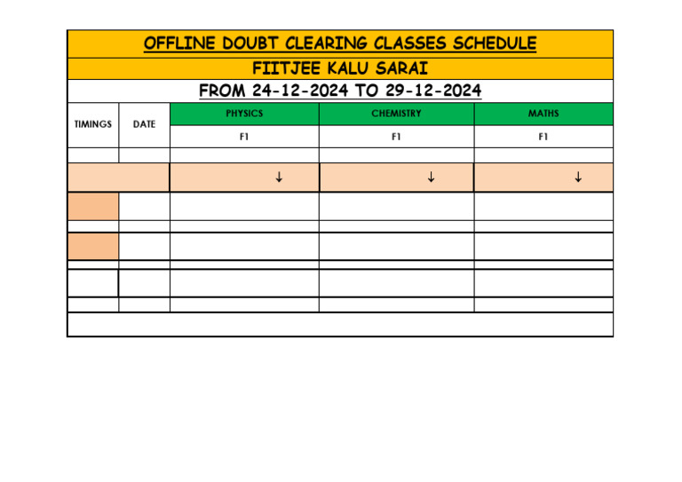 Offline Doubt Clearing Classes Schedule Fiitjee Kalu Sarai FROM 24-12-2024 TO 29-12-2024 | PDF