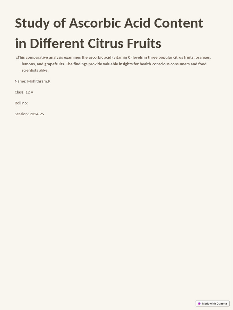 Study of Ascorbic Acid | PDF | Vitamin C | Nutrients