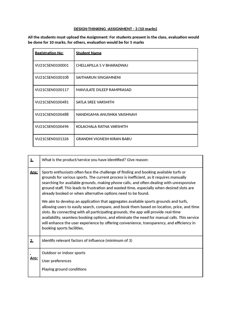 Designthinking Assgn 3 0001 | PDF | Mobile App | Usability