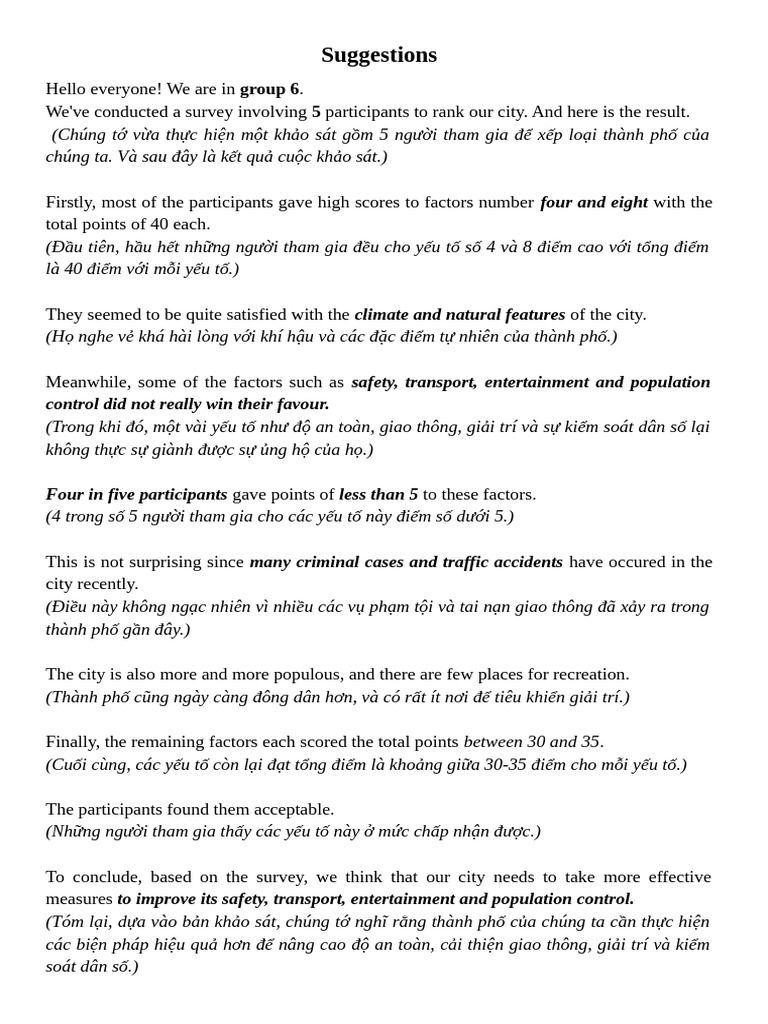 Suggestions (Speaking Skills 1) | PDF