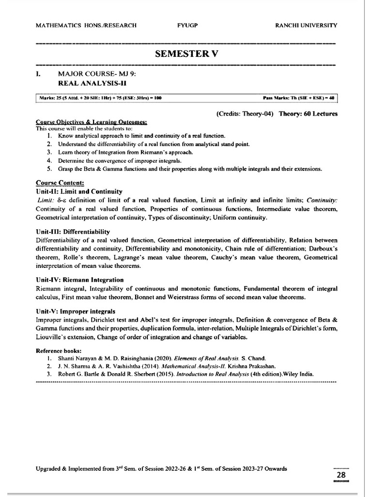 MJ Syllabus Semester V | PDF