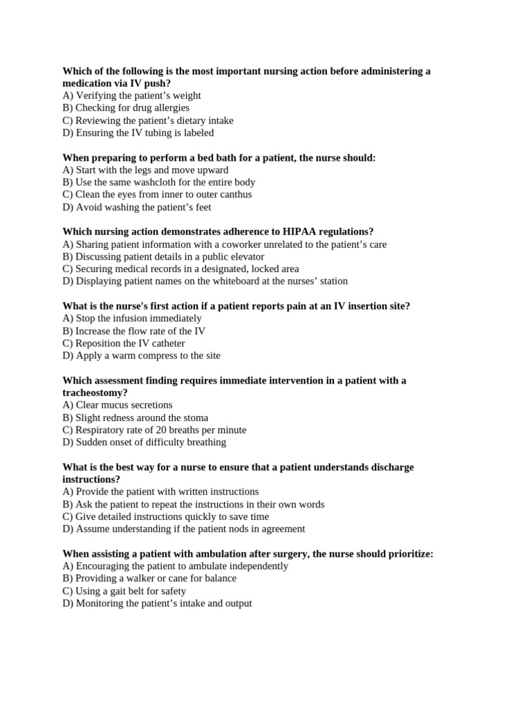 practice questions 4 | PDF | Intravenous Therapy | Patient