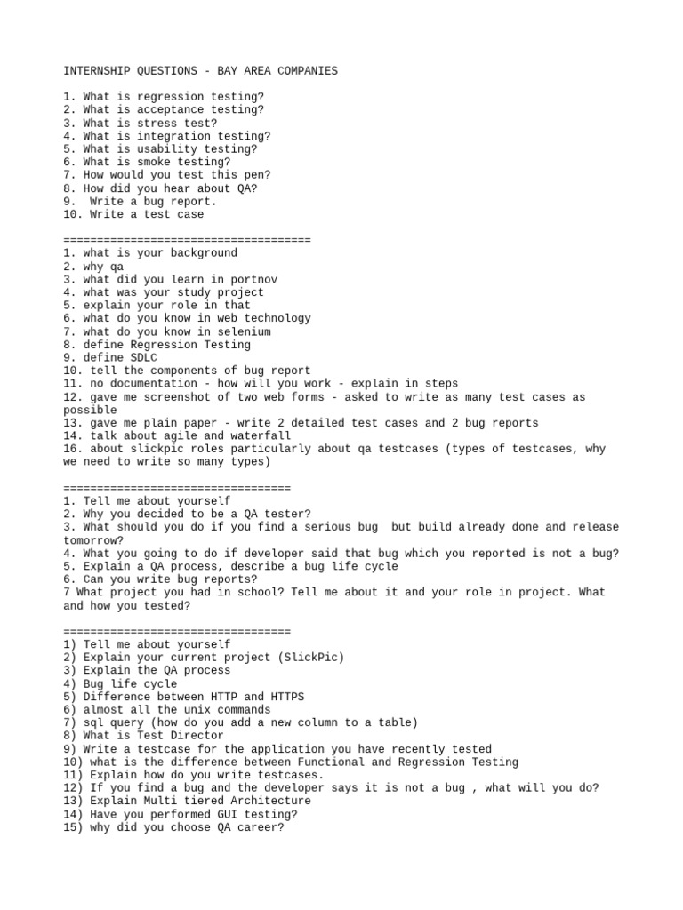 Internship Interview Questions | PDF | Computer Science | Computing