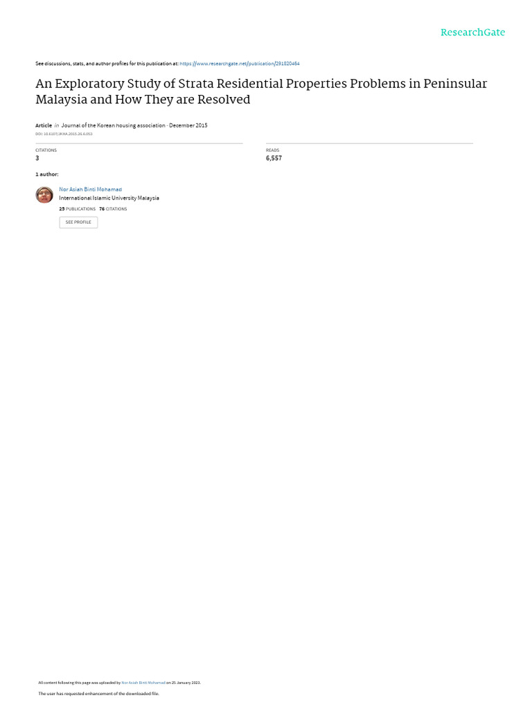 An Exploratory Study of Strata Residential Propert | PDF | Alternative ...