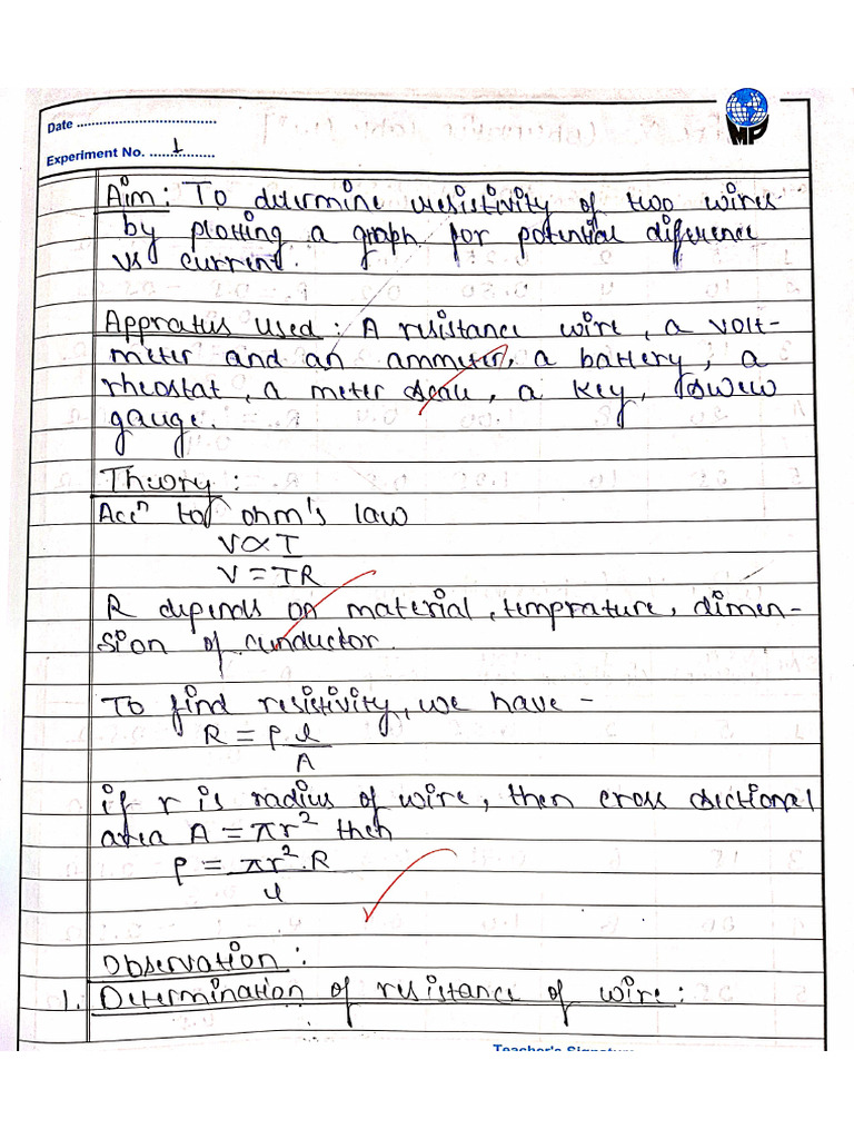 Resistivity Using V-I Graph | PDF