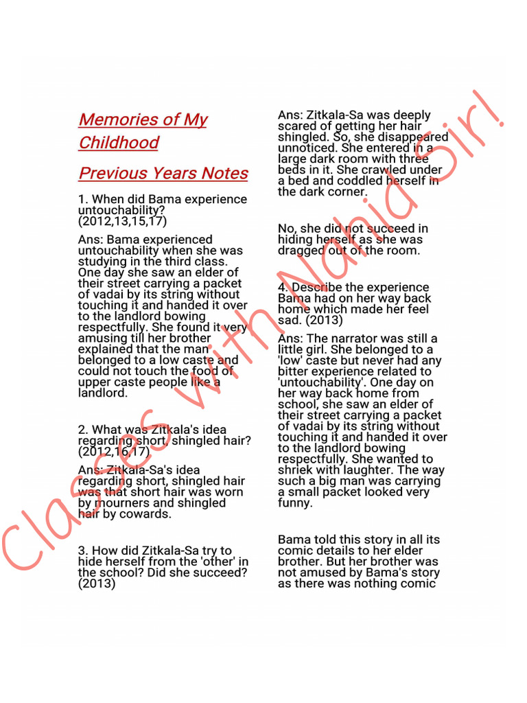 Memories of My Childhood - WPS Office | PDF