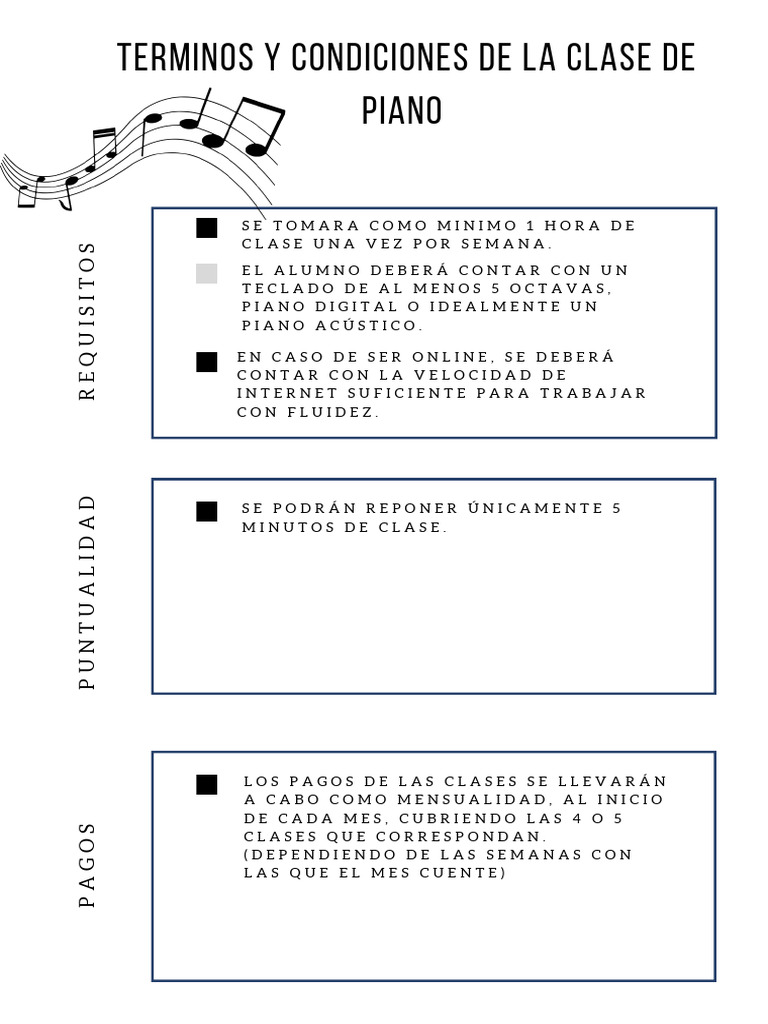Términos y Condiciones de La Clase de Piano 2022 | PDF