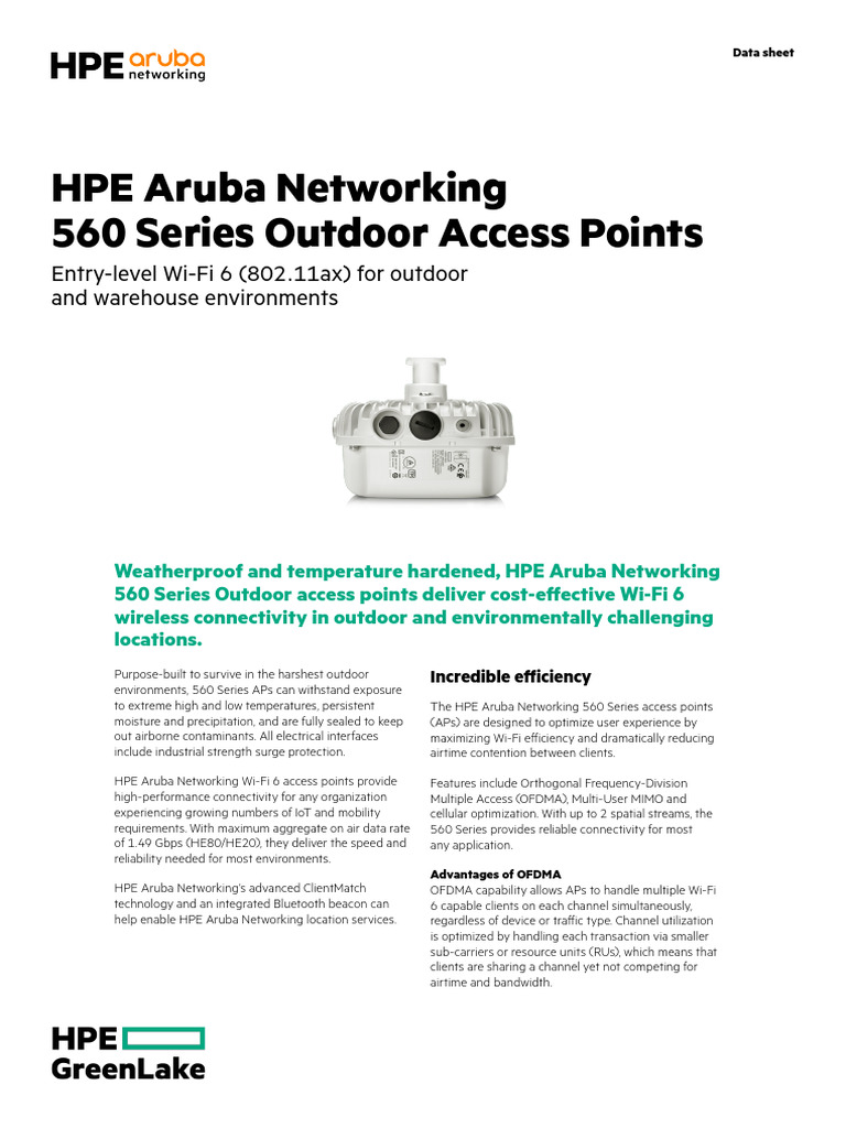 HPE Aruba Networking 560 Series Outdoor Access Points-A00104819enw ...